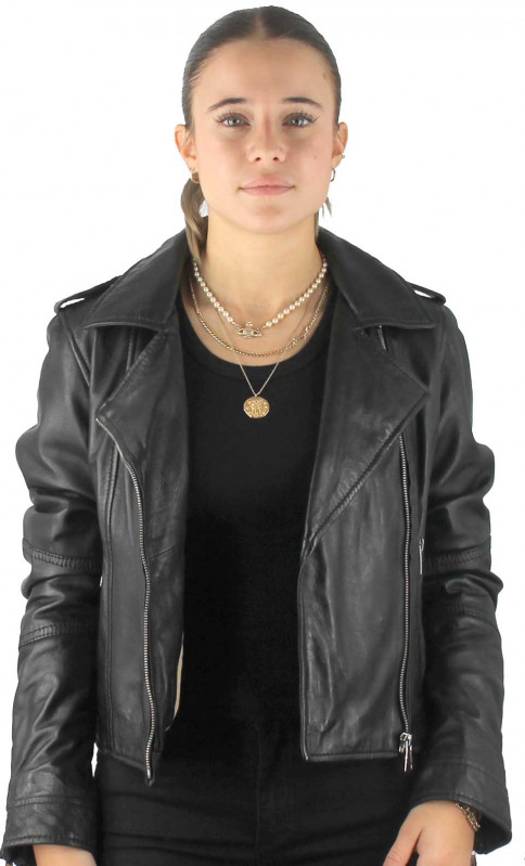 Perfecto Cuir Femme Oakwood Alizee couleur Noir Tailles Femmes L