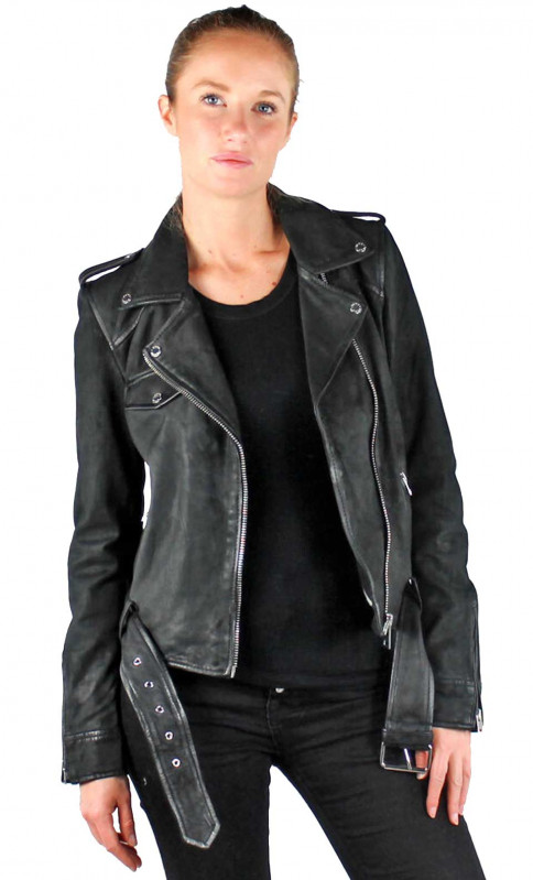 Perfecto Cuir Femme Oakwood Please 62988 couleur Noir Tailles Femmes XL